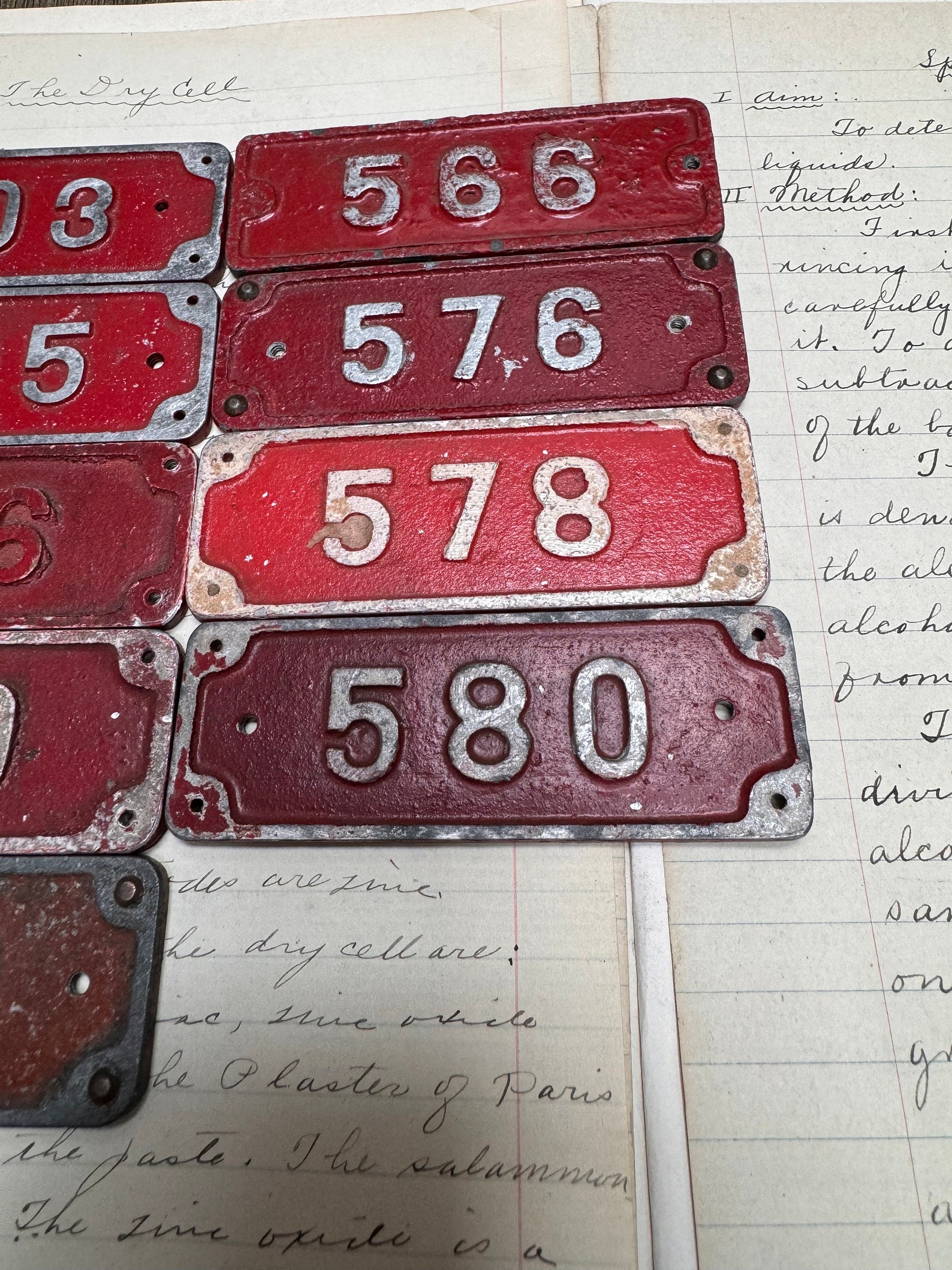 Vintage Fire Box Numbers Red Tags Metal Tag - Favorite Numbers ...