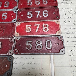 Vintage Fire Box Numbers Red Tags Metal Tag - Favorite Numbers ...