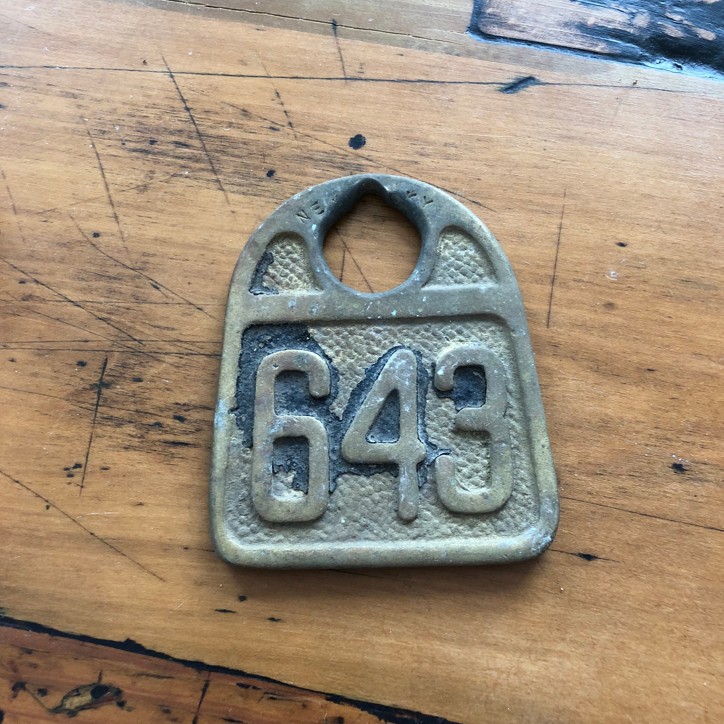 Vintage brass cow tag number 643 heavy duty antique metal | Etsy