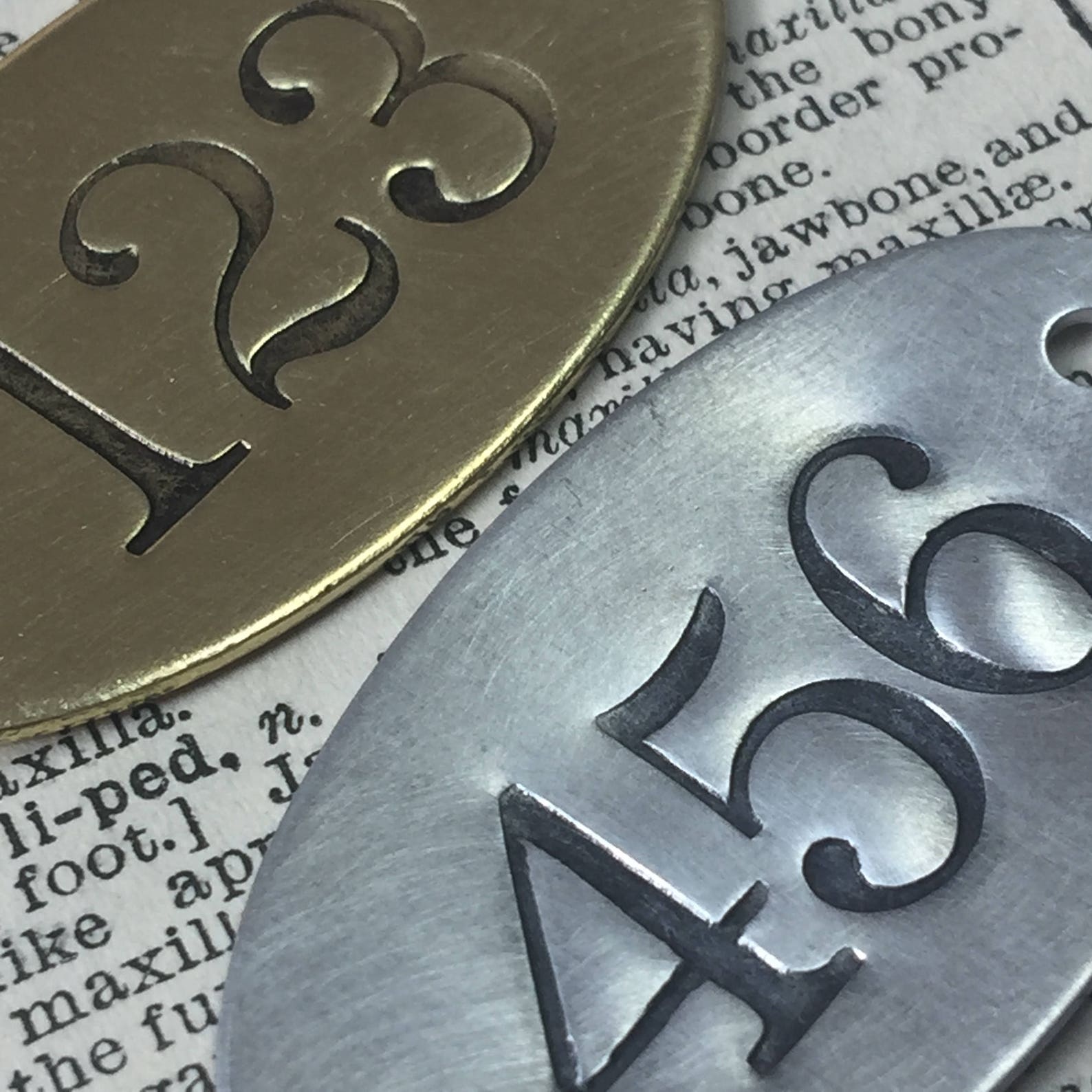 Hand Punched Brass or Aluminum Numbered Tags Custom Numbered | Etsy UK