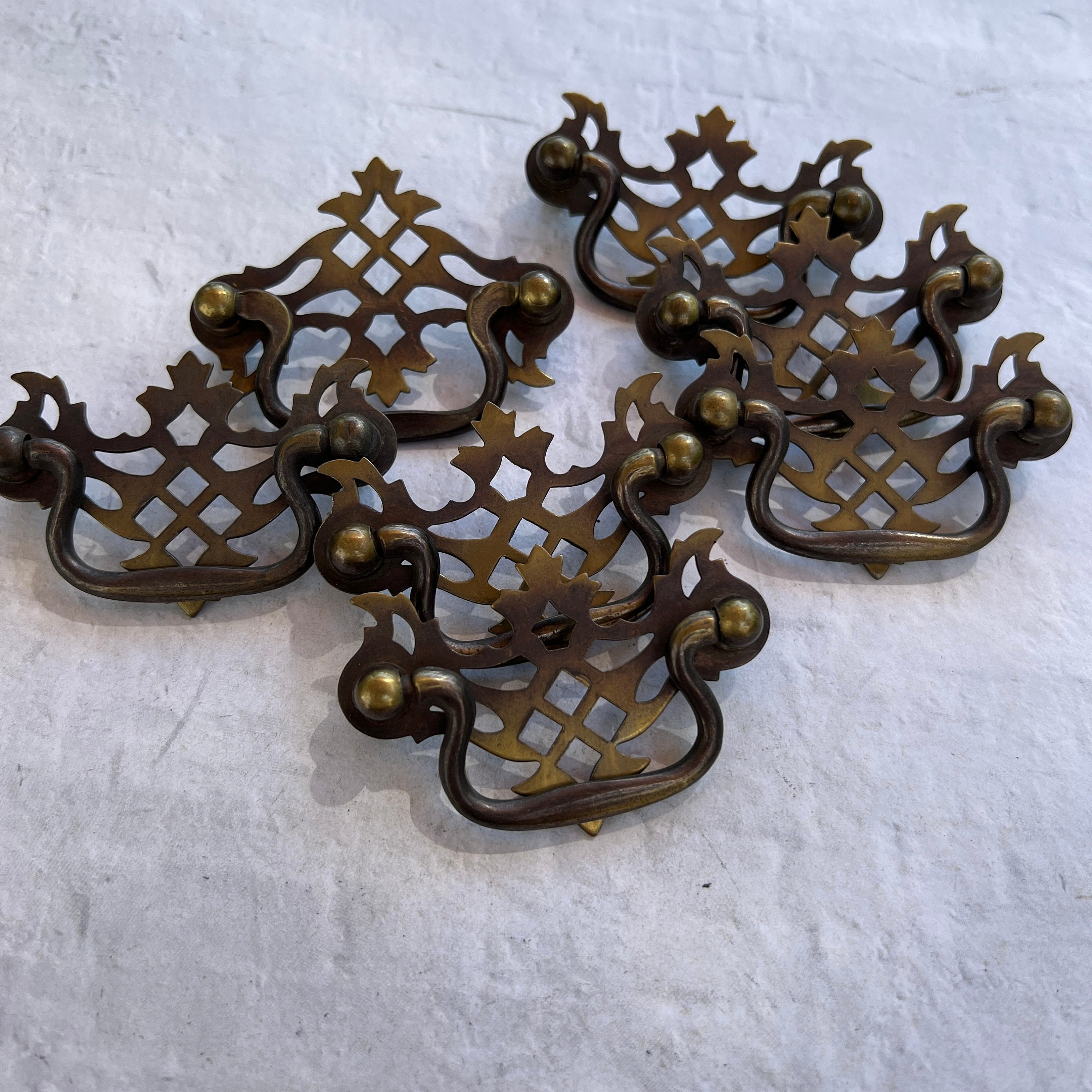 Vintage Chippendale drawer pull - metal pulls - antique drawer pulls ...
