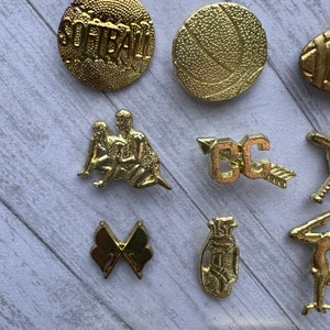 Vintage Varsity Sport Pin - Gold Metal - Letterman Pin - Highschool ...