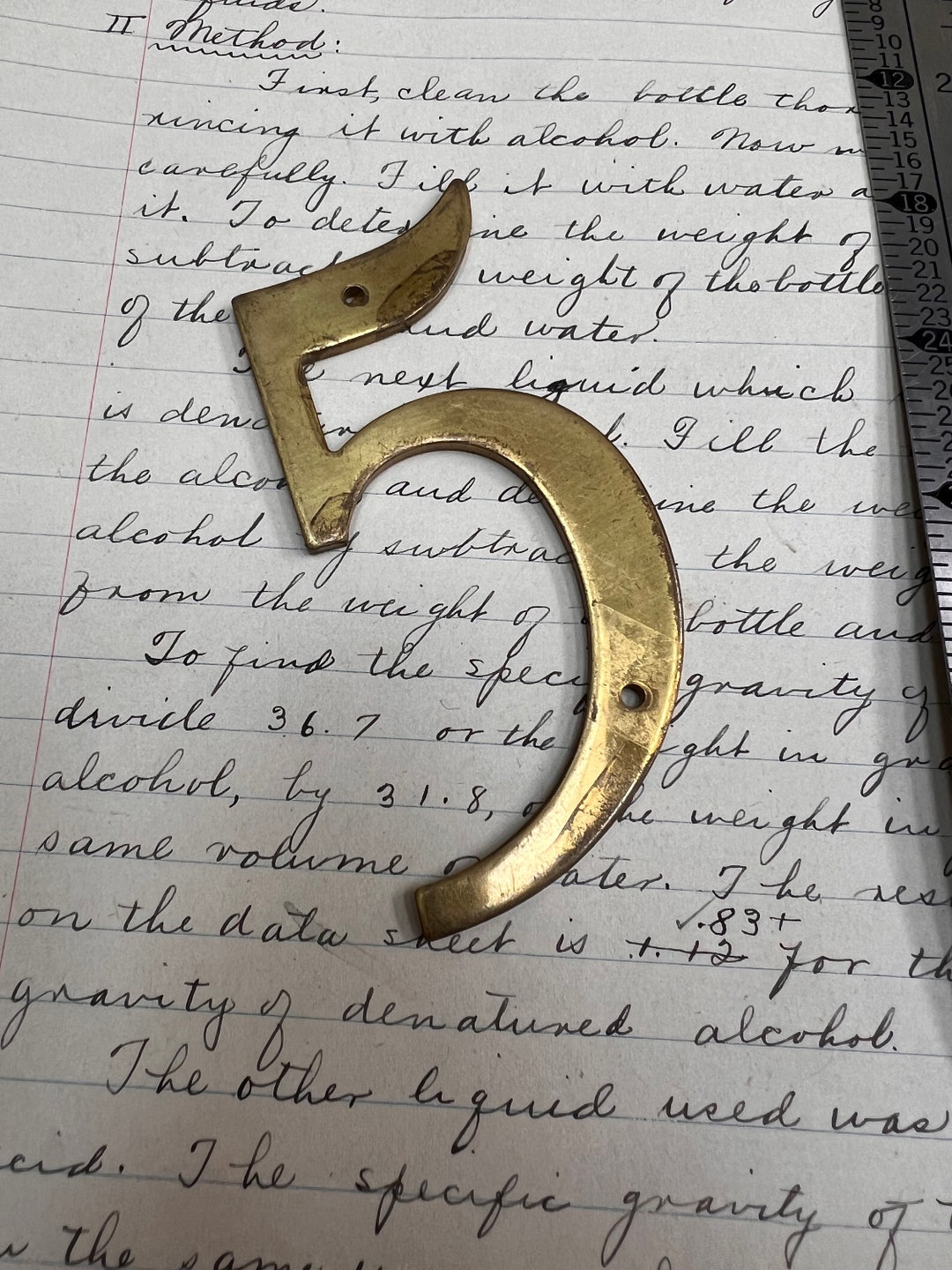 Vintage House Numbers - Brass House Number 5 Five - Salvaged Address ...