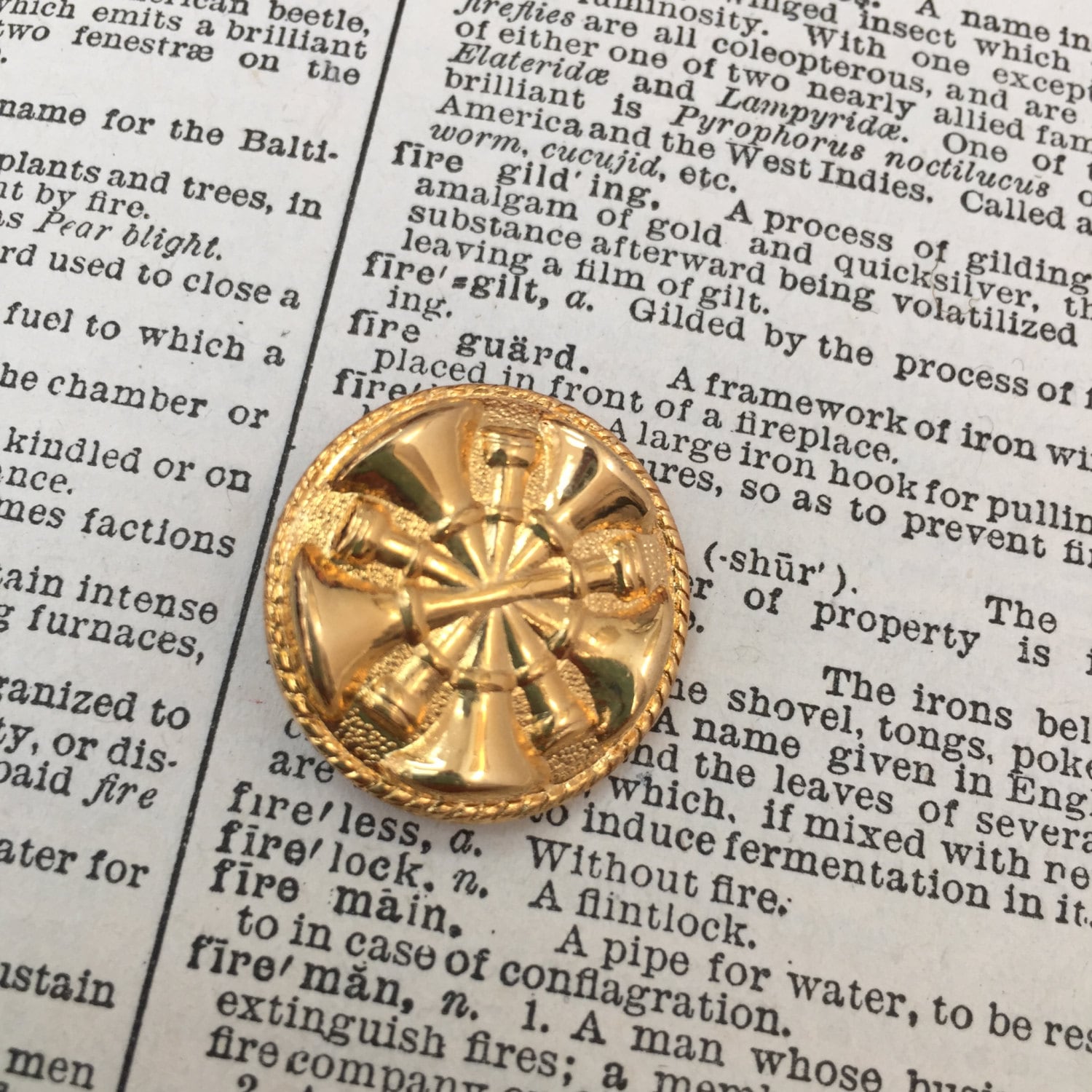 Vintage Fire Department Brass Rank Pin - Uniform collar Pin - Five ...