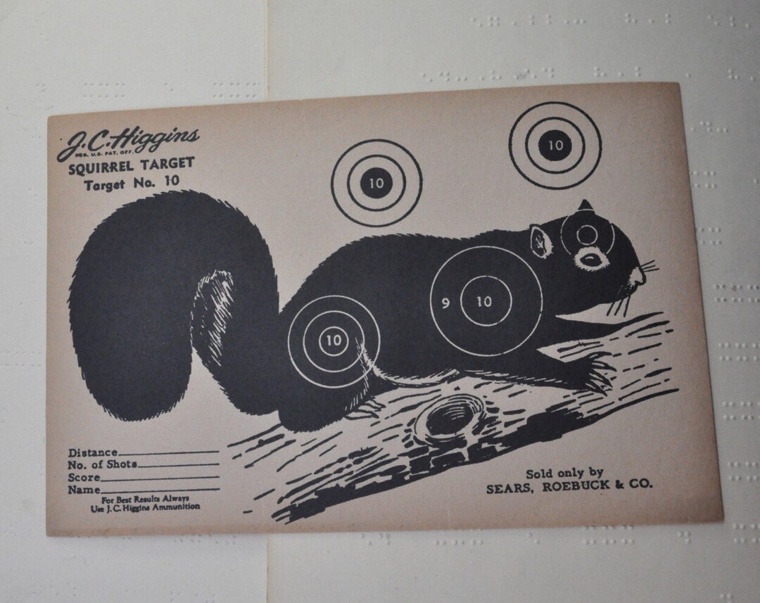Vintage J.C. Higgins Squirrel Target - Paper Target No. 10 - Sears ...