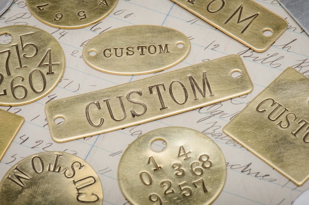 Custom Hand Punched Brass Tag - Hand Stamped Key Tag - Key Fob - Pet ...