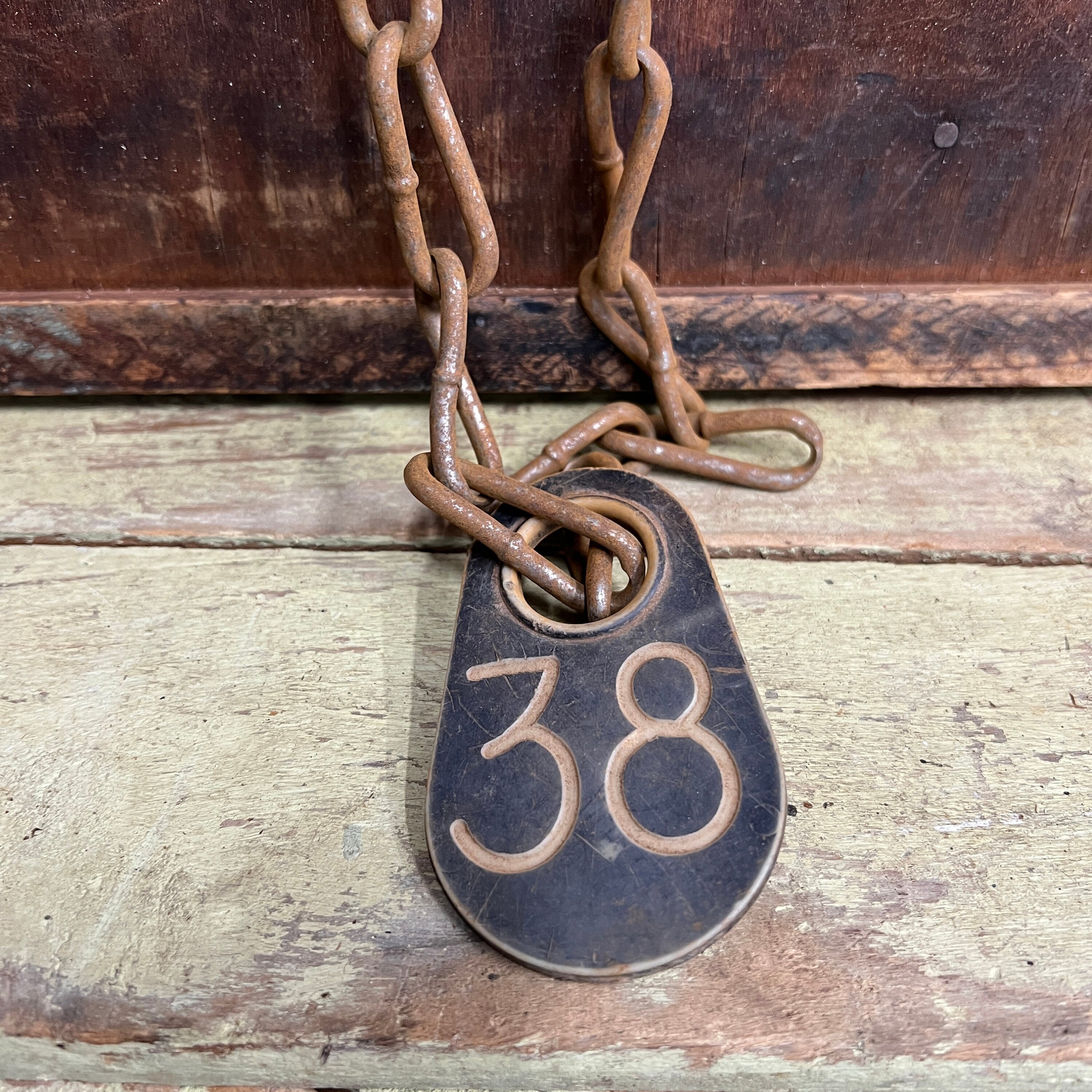 Vintage plastic cow tag on a chain – number 38 -antique plastic ...