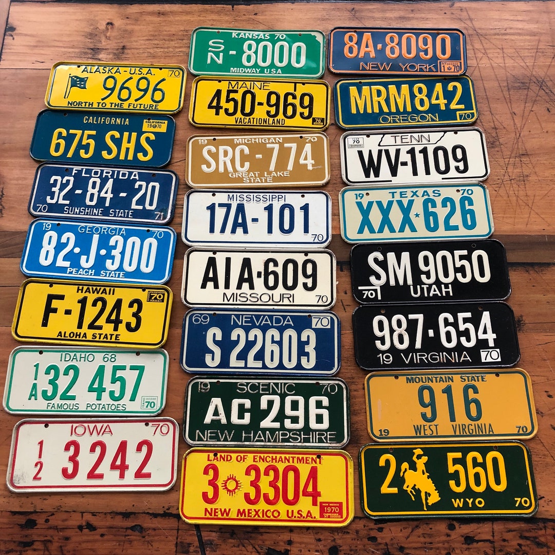 Vintage 1970 Bike License Plates - Choose Your State - Bike Plate ...