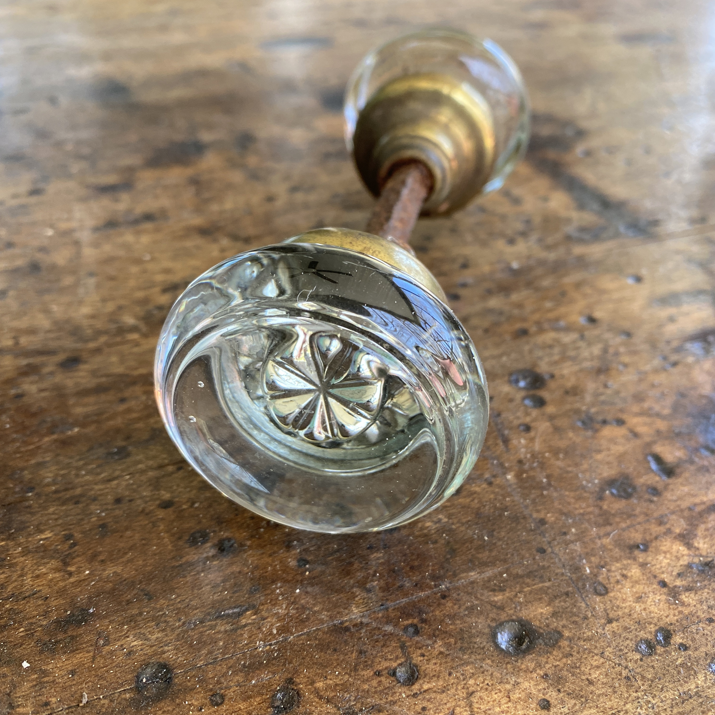 Vintage glass door knob Pair - vintage salvaged doorknob - Antique crystal knob - architectural ...