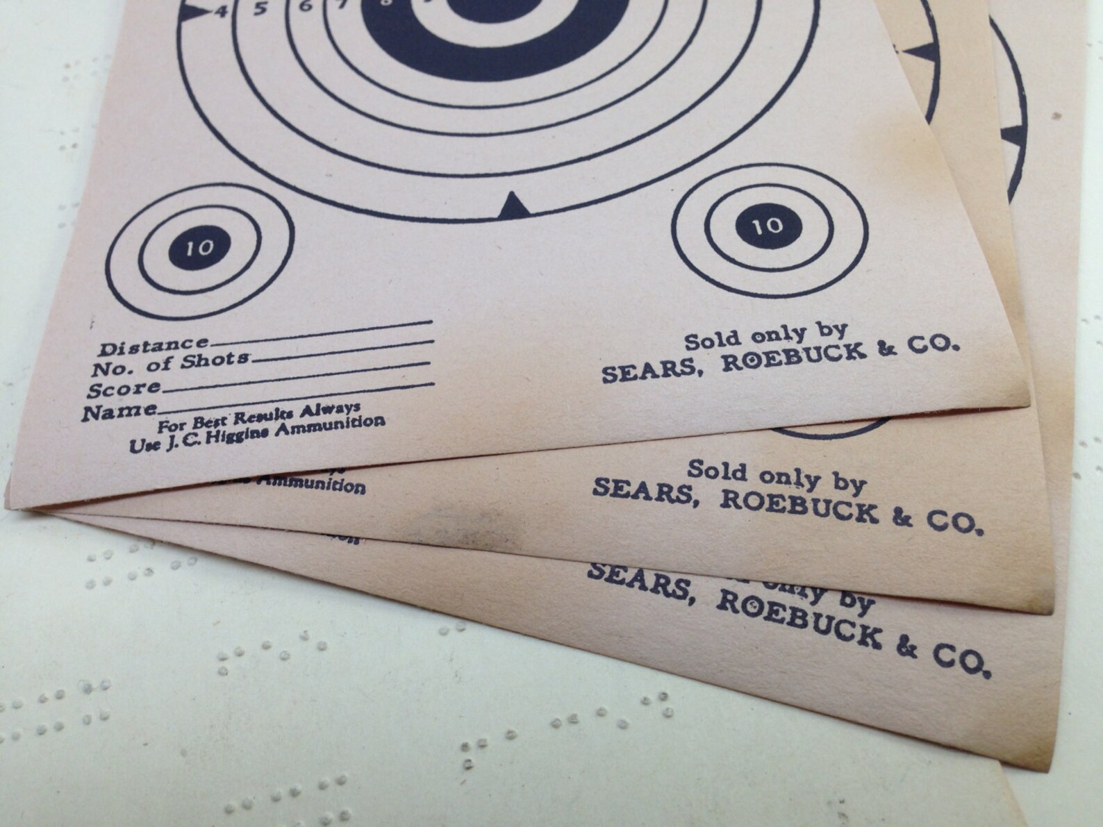 Vintage J.C. Higgins Bullseye Target - Paper 50 Foot Target #6 - Sears ...