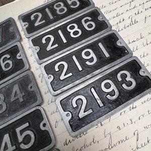 Vintage Fire Box Numbers Black Tags Metal Tag - Favorite Numbers ...