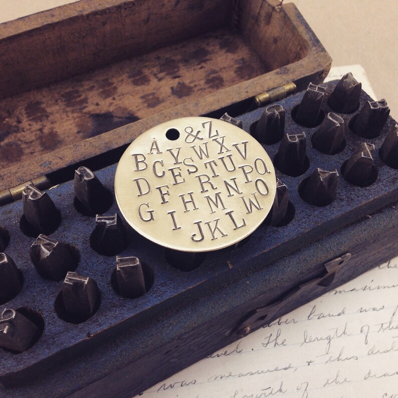 Custom Hand Stamped Initialed Brass Tag - Hand Made Wedding Charm ...