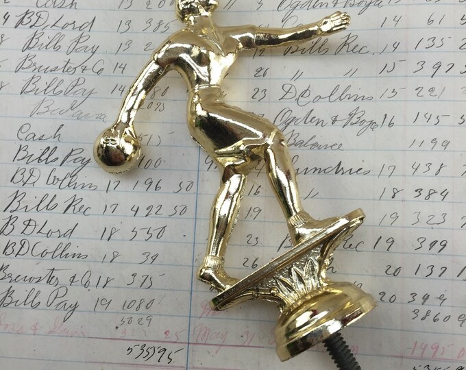 Vintage Metal Trophy Top - Woman Bowling - Trohpy Topper - Old Metal ...