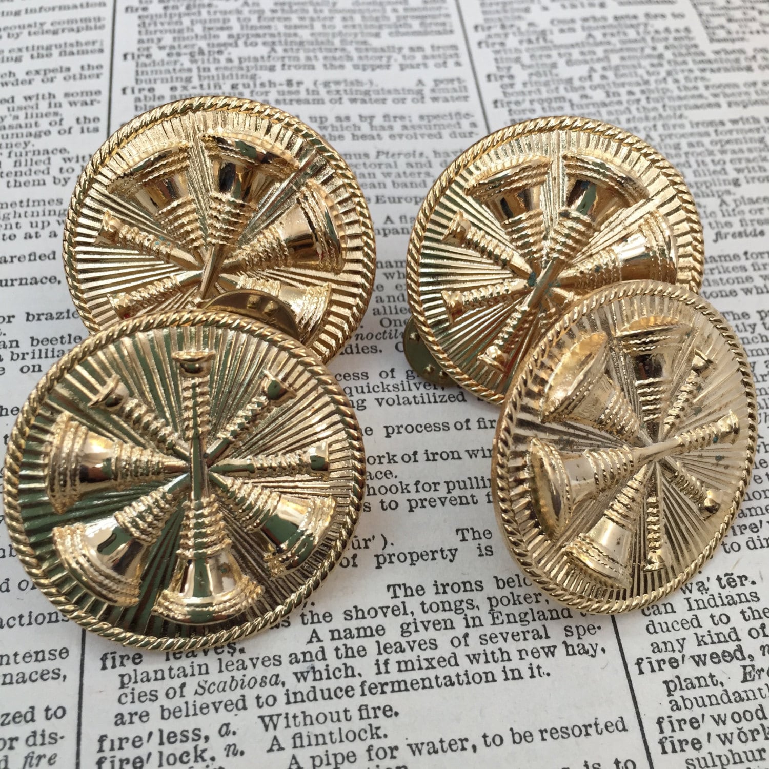 Vintage Fire Department Brass Rank Pin - Uniform collar Pin - Three ...