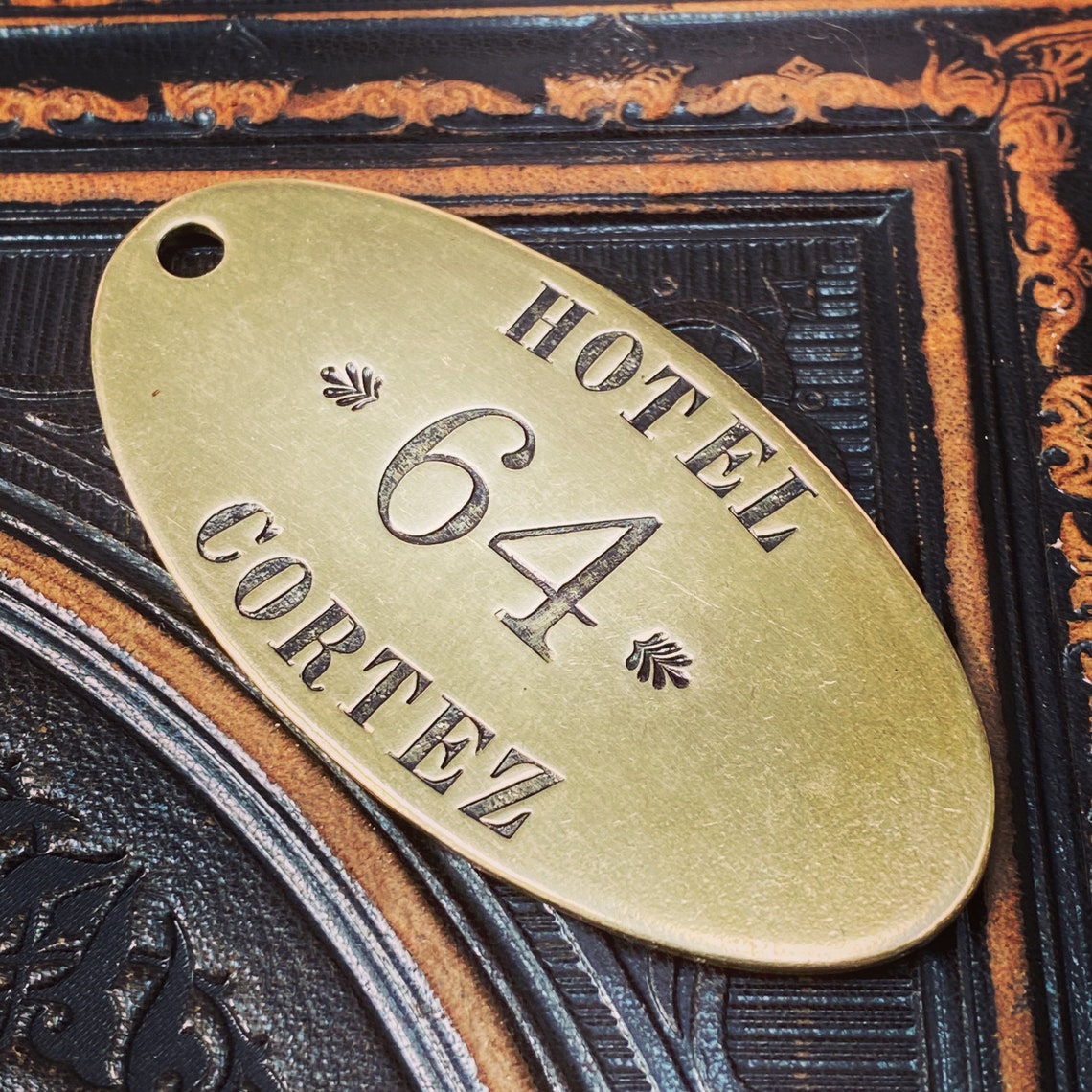 Custom Hand Stamped Hotel Room Key Tags Brass Key Chain Fob - Etsy