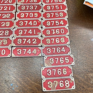 Vintage Fire Box Numbers Red Tags Metal Tag - Favorite Numbers ...