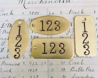 Hand Punched Brass Oval Numbered Tags Custom Numbered Locker | Etsy