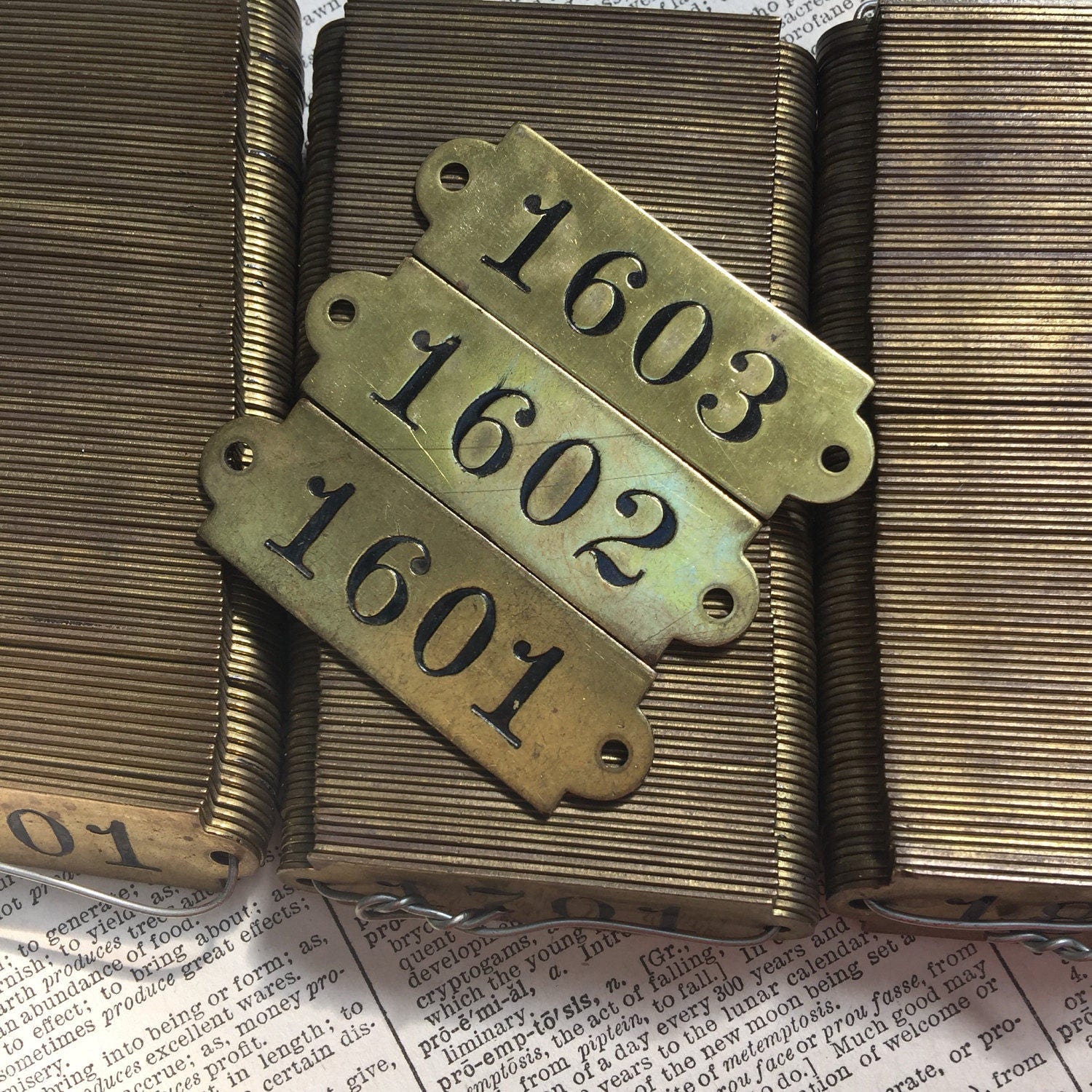 ONE Antique numbered brass room number - brass locker plate - safe ...