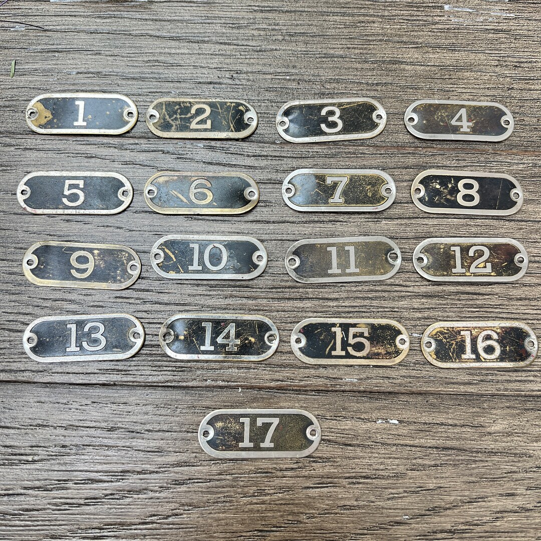 Vintage Locker Numbers - Locker Basket Numbers - Numbered Tags -theater ...