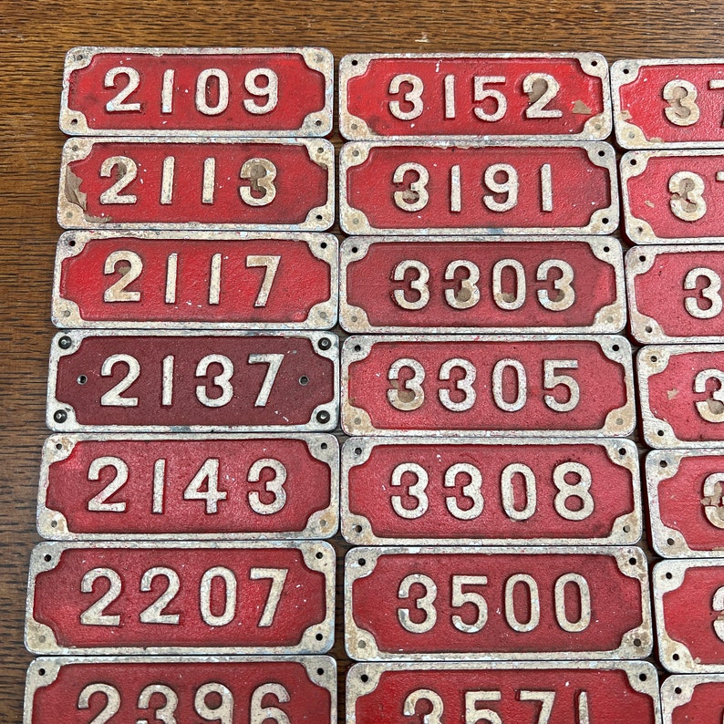 Vintage Fire Box Numbers Red Tags Metal Tag Favorite Numbers | Etsy