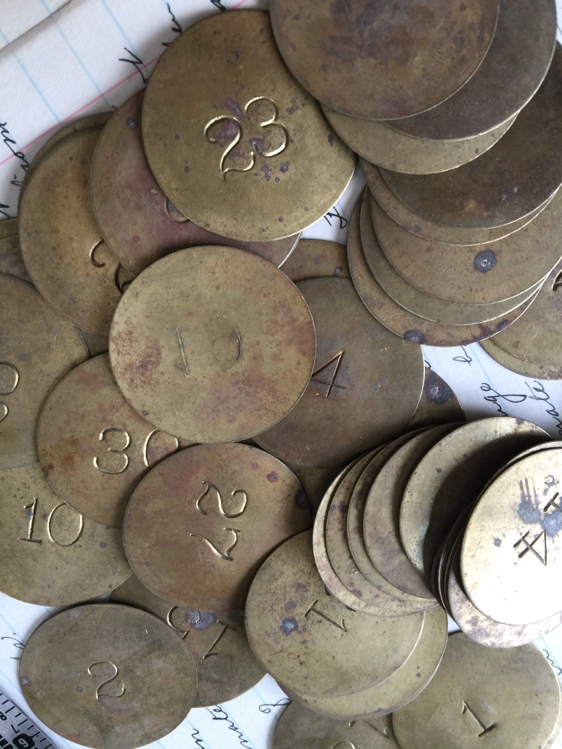 Set of 3 Antique Numbered Round Brass Locker Tags Vintage - Etsy