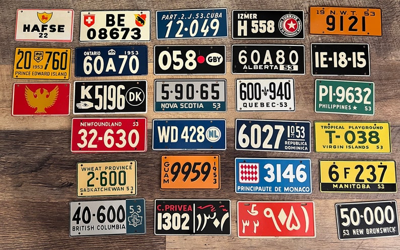 Vintage 1953 Bike License Plates - International Countries - Kids ...