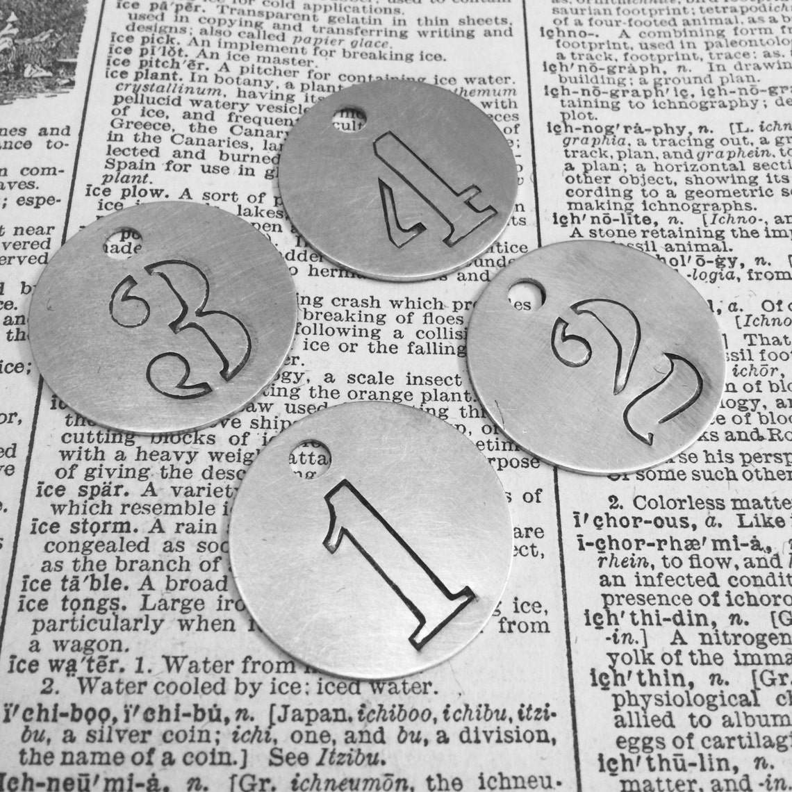 Round Silver Aluminum Numbered Tag Industrial Silver Key Tag - Etsy
