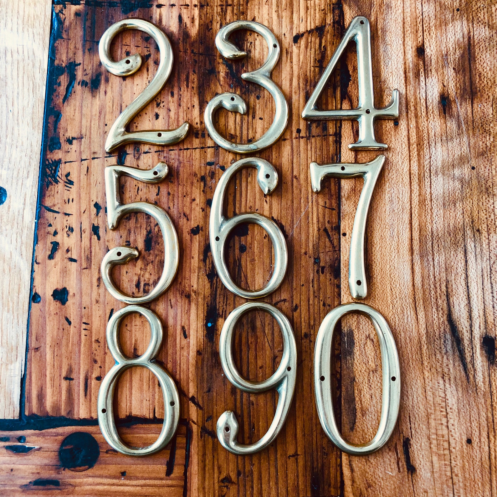 Vintage House Numbers - Your Choice Brass House Number - Salvaged ...