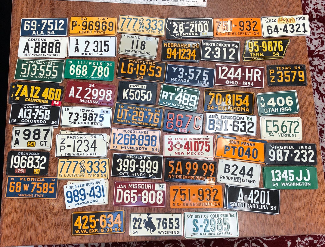 Vintage 1954 Bike License Plates - Choose Your State - Bike Plate ...