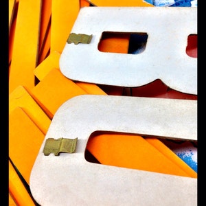 Vintage Orange Sign LETTER - 5" Tall a B C D E F G H I J K K L M N O P ...