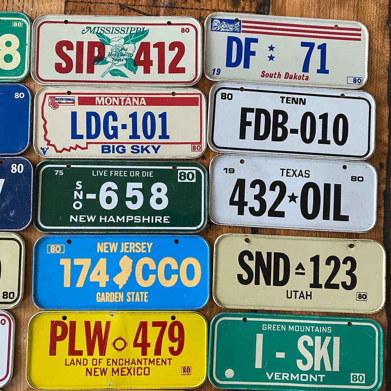 Vintage 1980 Bike License Plates Choose your state Bike | Etsy