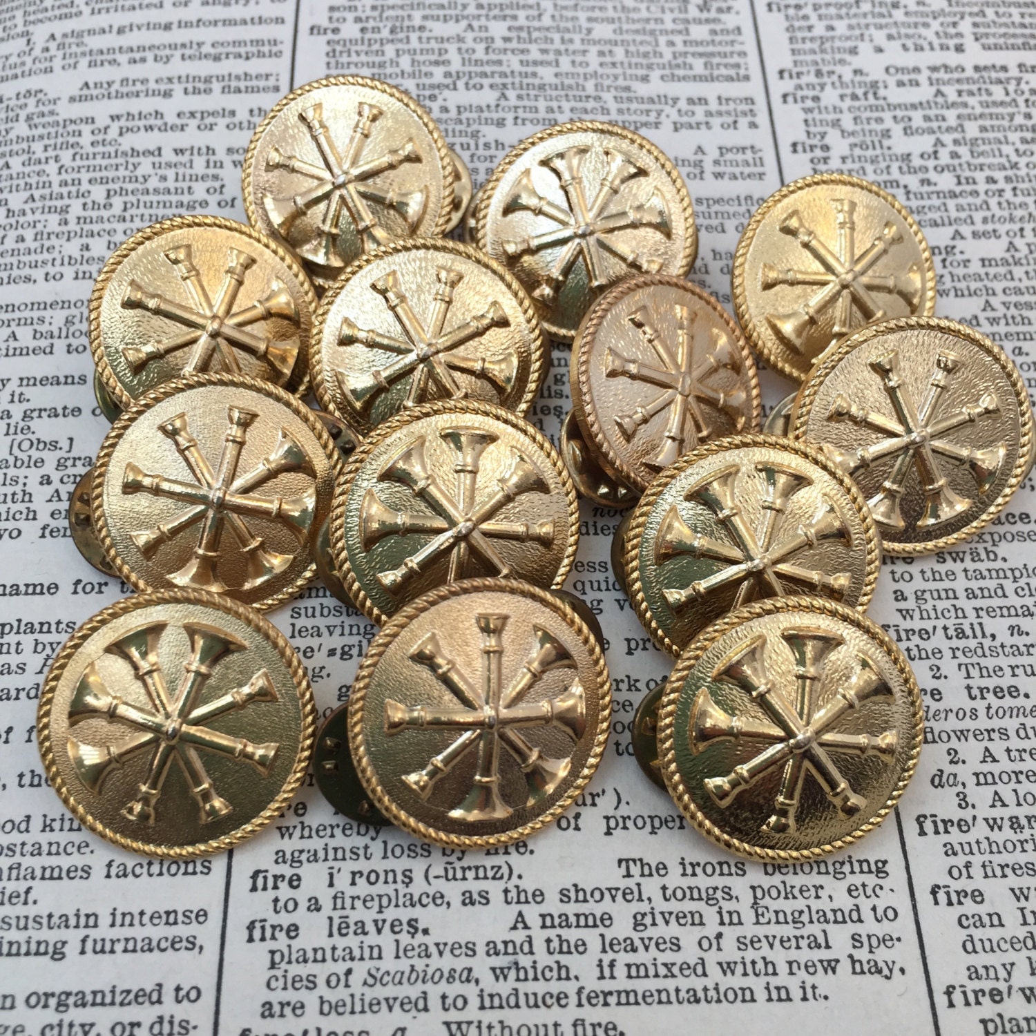 Vintage Fire Department Brass Rank Pin - Uniform collar Pin - Four ...