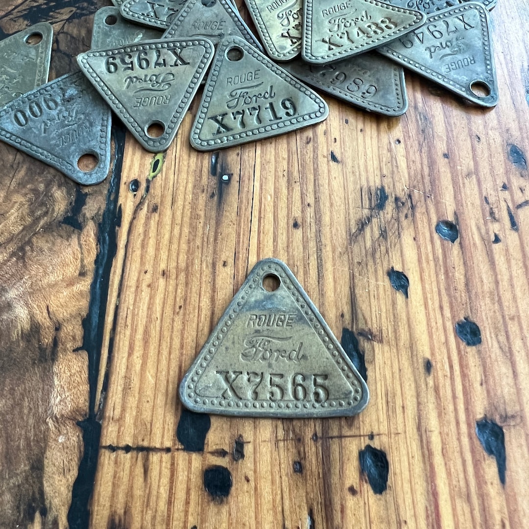 Vintage Brass Ford Tool Tag - Authentic Auto Brass Key Fob - Auto Plant ...