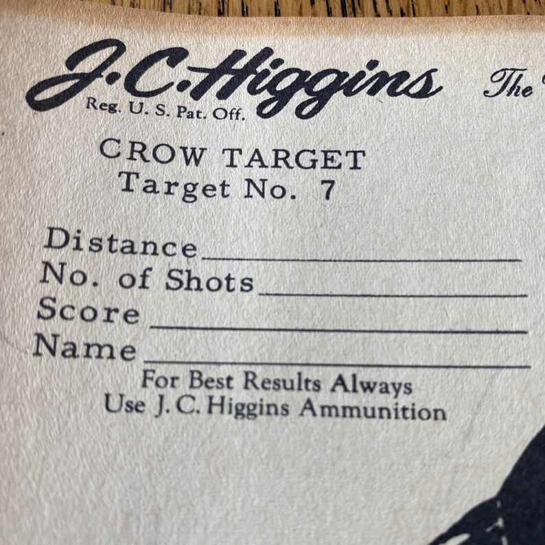 Vintage JC Higgins Crow Target Paper Target No. 7 Sears | Etsy