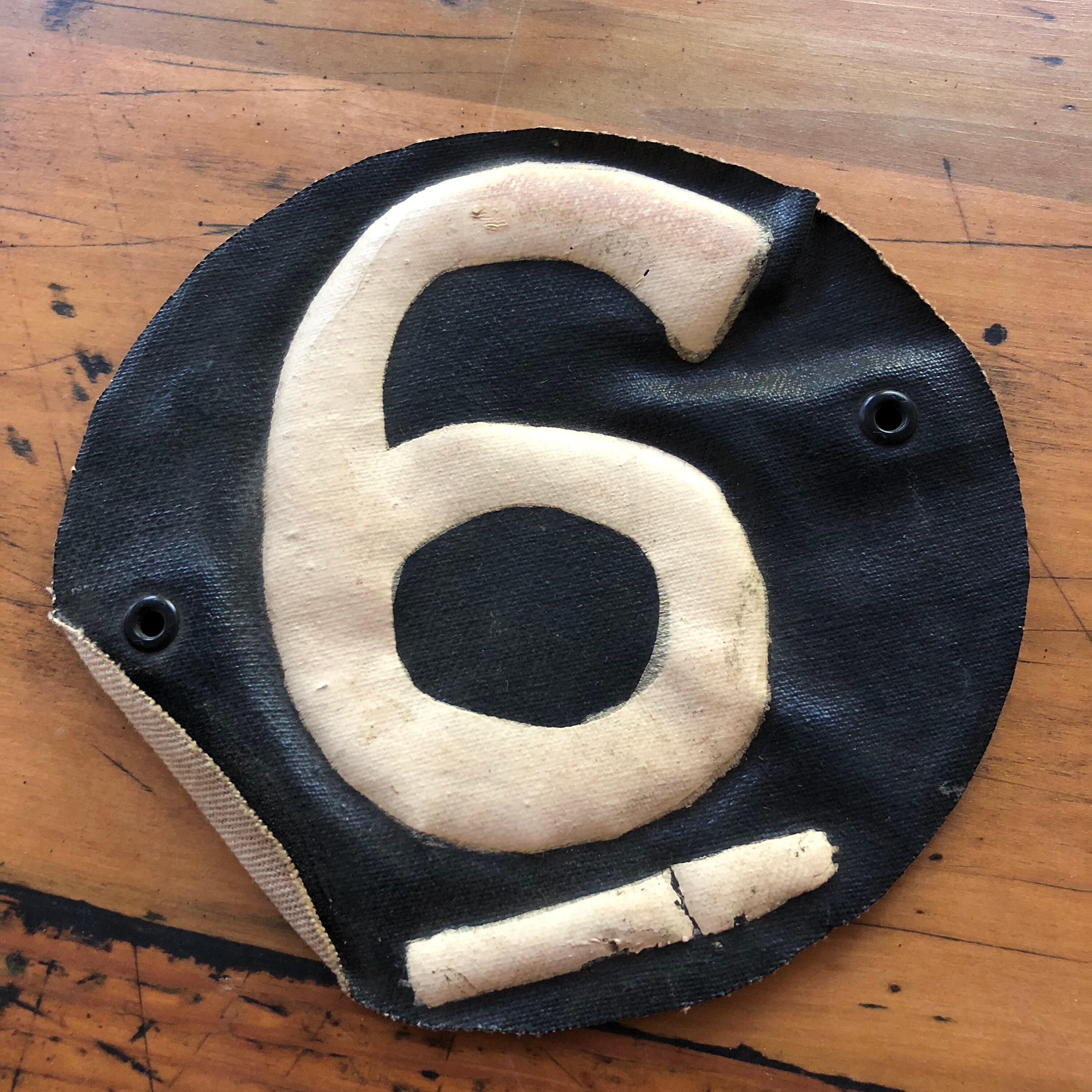 Vintage Horse Jockey arm band - Number 6 - Leather circle with grommets ...