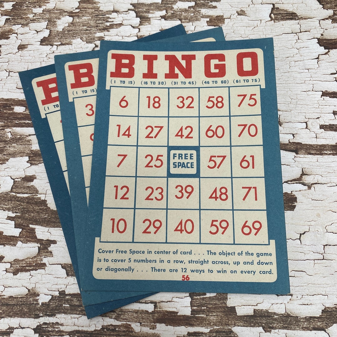 Vintage Blue Cardboard Bingo Cards - Set of 3 - Etsy