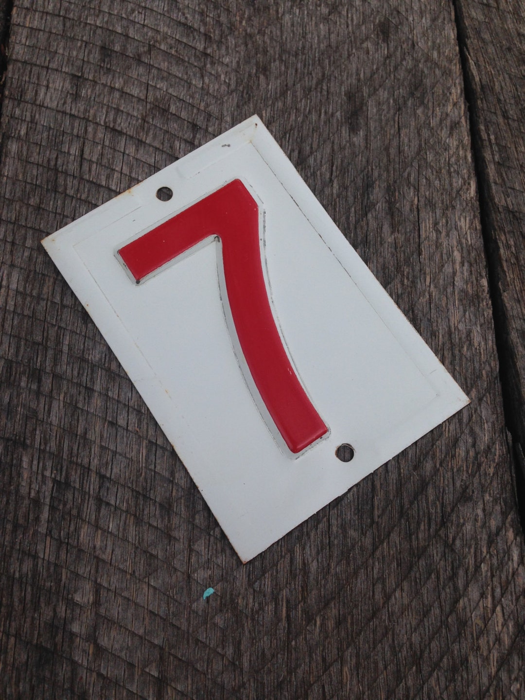 Vintage Embossed Metal Number 7 Red Gas Station Number Vintage House ...