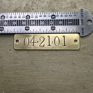 Custom Hand Punched Brass Date Tag - Hand Stamped Anniversary Tag - Key ...