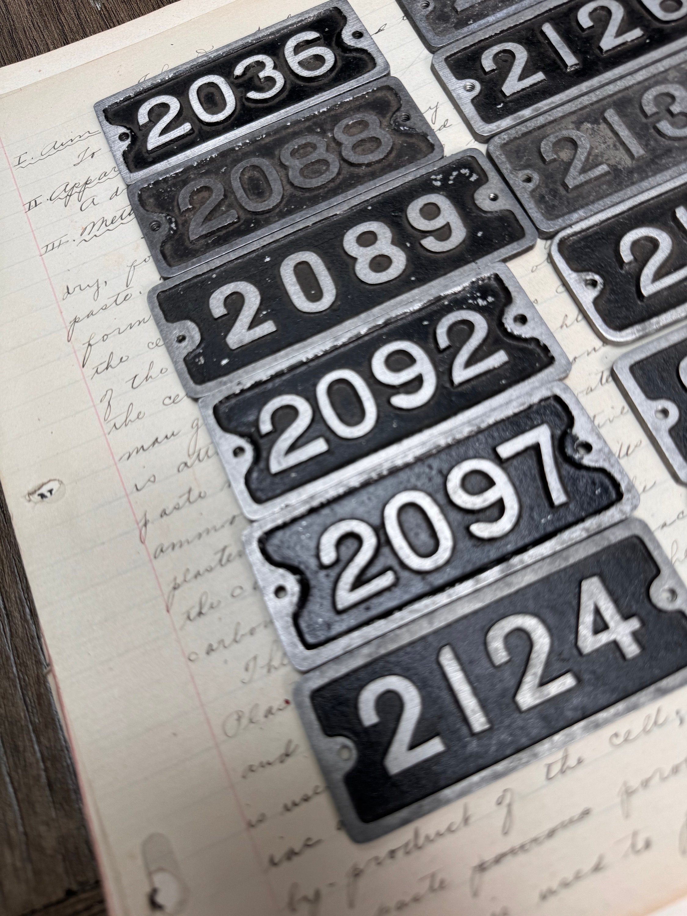 Vintage Fire Box Numbers Black Tags Metal Tag - Favorite Numbers ...