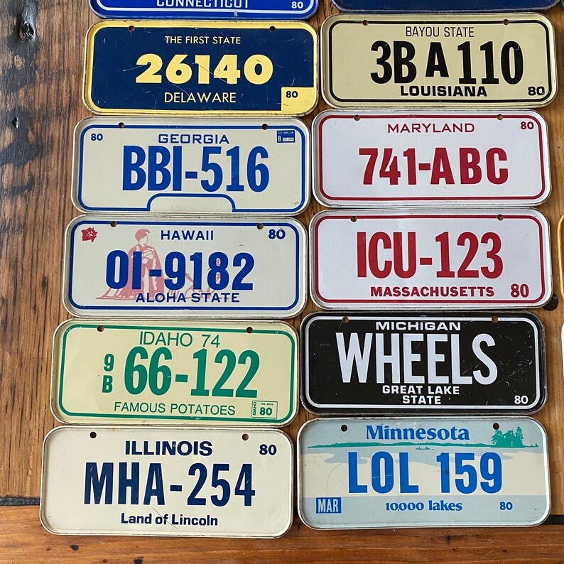 Vintage 1980 Bike License Plates Choose your state Bike | Etsy