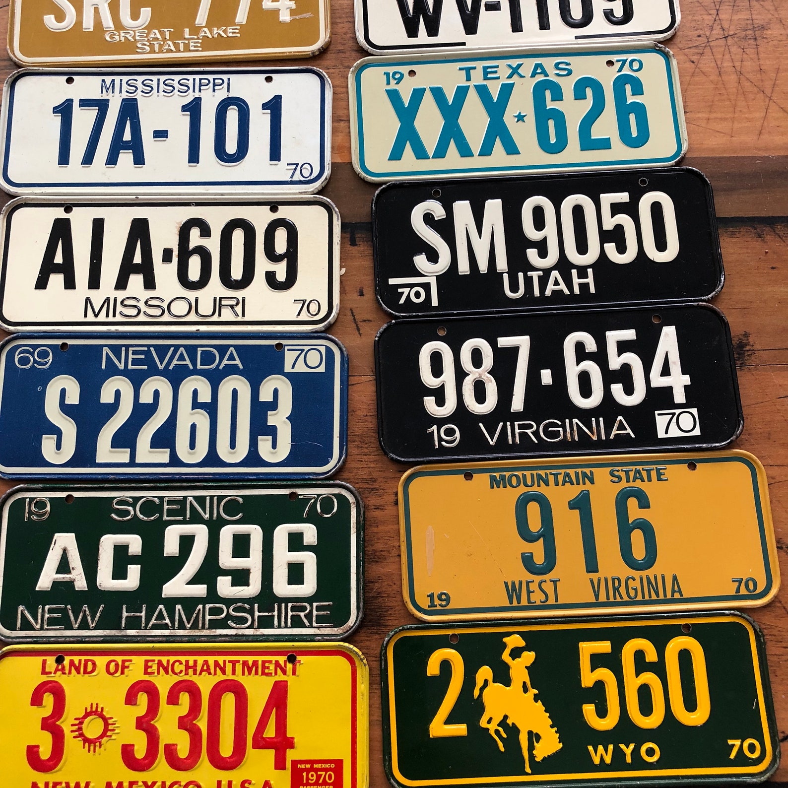 Vintage 1970 Bike License Plates - Choose Your State - Bike Plate ...