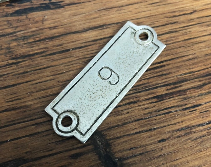 Antique Nickel Plated Brass Locker 6 or 9 Number Plate or Locker Tag ...