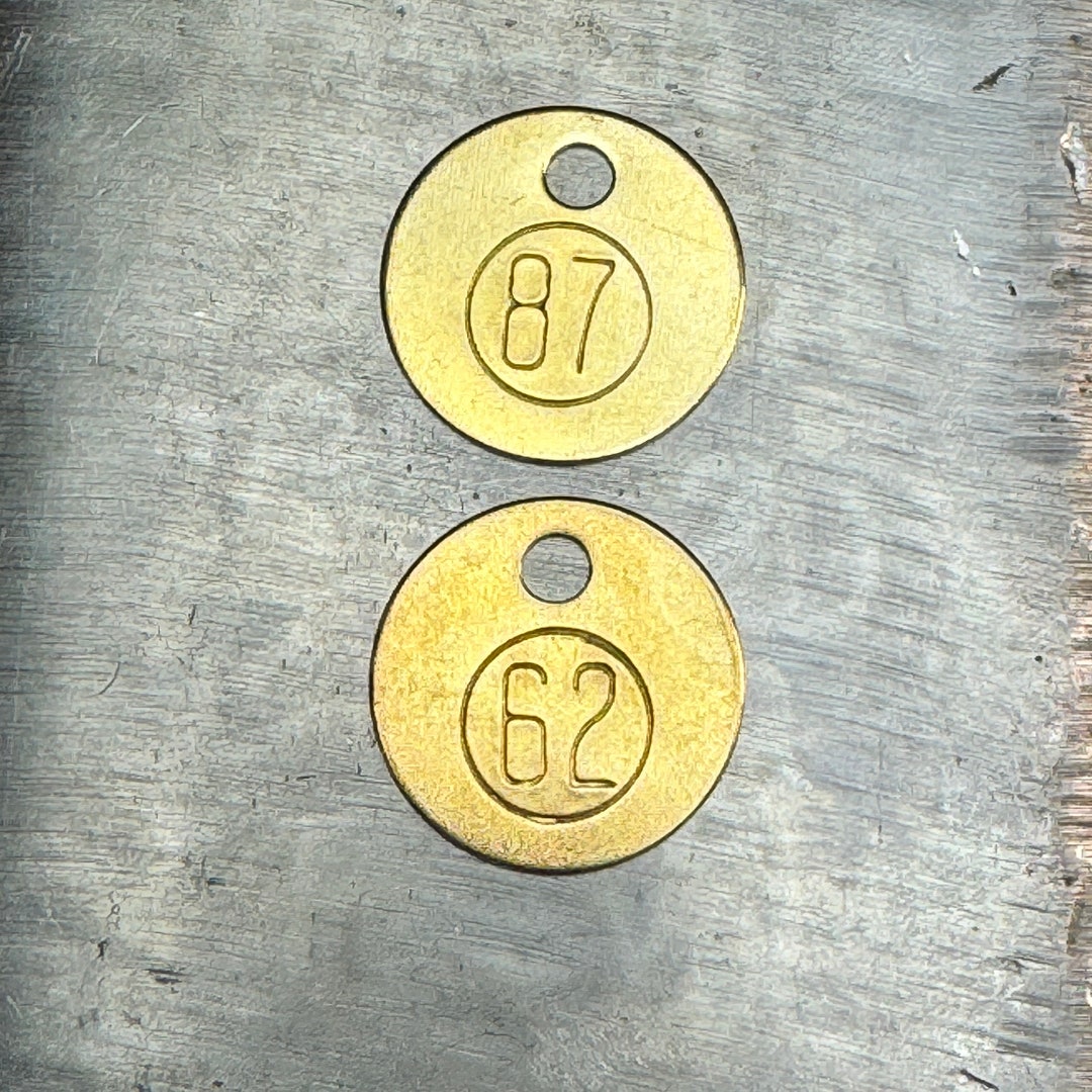 Brass Sports Number Tag - Vintage Brass Stamped Numbered Tag - Antique ...
