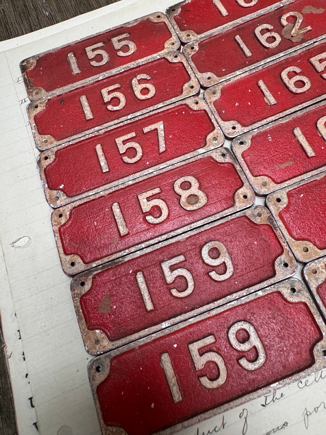 Vintage Fire Box Numbers Red Tags Metal Tag - Favorite Numbers ...