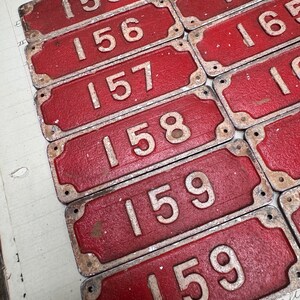 Vintage Fire Box Numbers Red Tags Metal Tag - Favorite Numbers ...