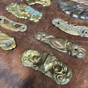 Set of 10 Vintage Pressed Brass Drawer Pull Backplate Authentic Brass ...