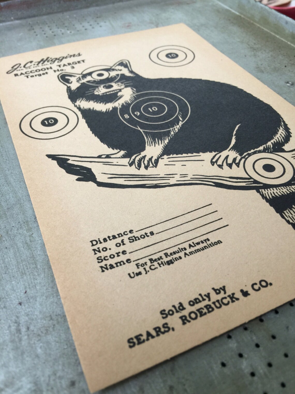 Vintage J.C. Higgins Raccoon Target Paper Target No. 3 - Etsy