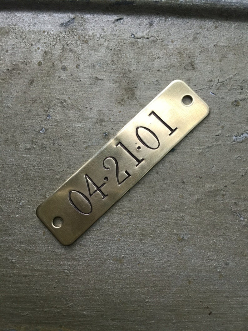 Custom Hand Punched Brass Date Tag Hand Stamped Anniversary - Etsy