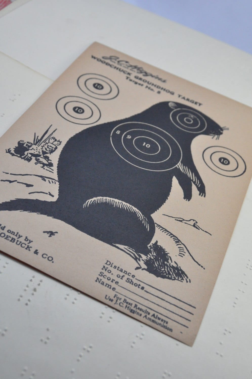 Vintage J.C. Higgins Woodchuck Groundhog Target - Paper Target No. 8 ...