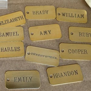 Brass Stocking Tags - Hand Stamped Metal Name Tags - Name Labels ...